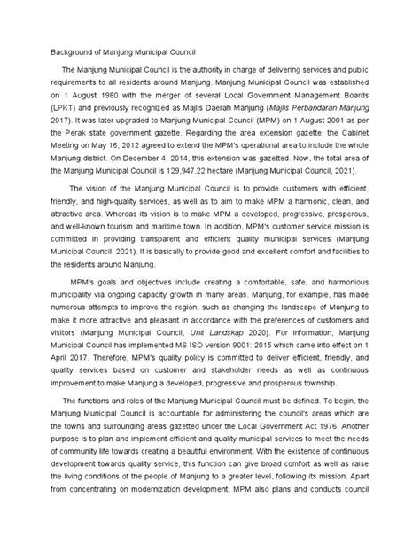 Background Of Manjung Municipal Council Pdf Economies Natural