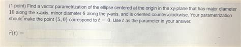 Solved 1 Point Find A Vector Parametrization Of The
