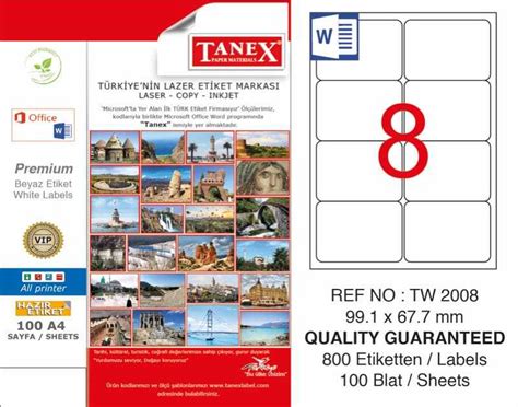 Tanex Laser Etiket 99.1x67.7mm Lazer Etiketler Tanex