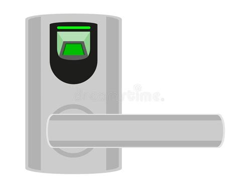 Electronic Lock With Handle Knob And Electric Drive Flat Style Vector