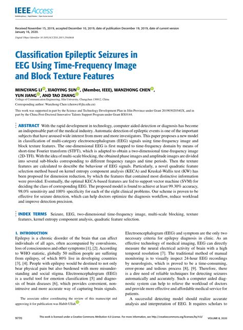 PDF Classification Epileptic Seizures In EEG Using Time Frequency Image And Block Texture Features