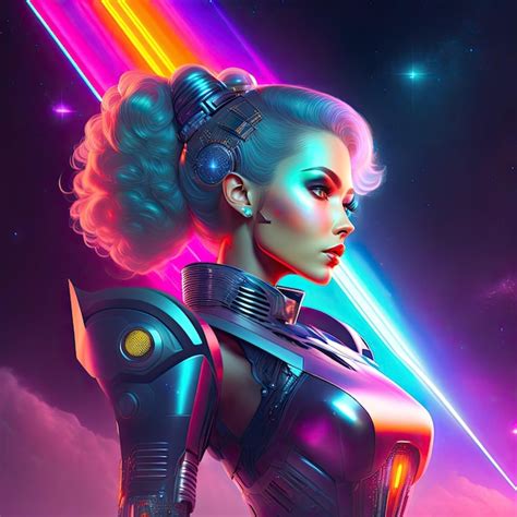 Premium Ai Image Beautiful Female Robot Cyborg On Space Nebula