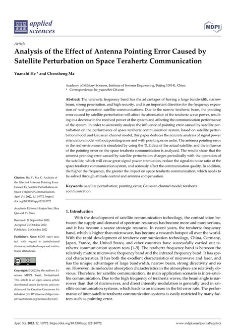 Pdf Analysis Of The Effect Of Antenna Pointing Error Caused By Satellite Perturbation On Space