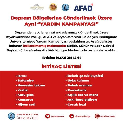 Deprem Yardım Kampanyası Dinar Uygulamalı Bilimler Yüksekokulu