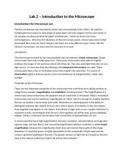 Lab Introduction To The Microscope Lab Introduction To The Microscope Introduction The