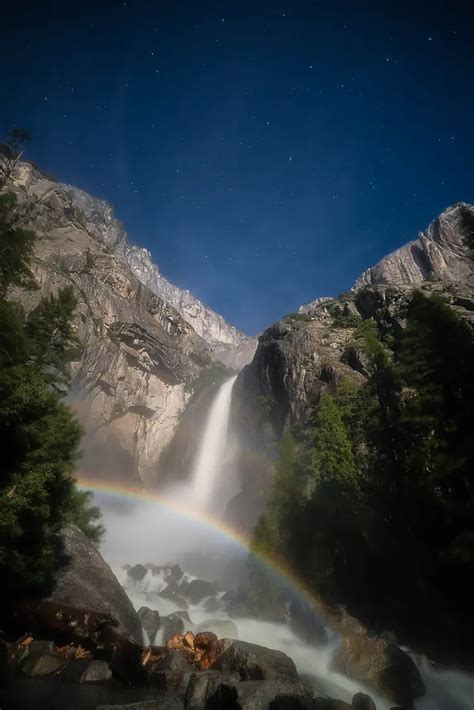 Double Moonbow Over Yosemite Falls California Usa