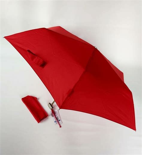 Parapluie Femme Mini Extra Plat Pliant Manuel Uni Rouge Doppler