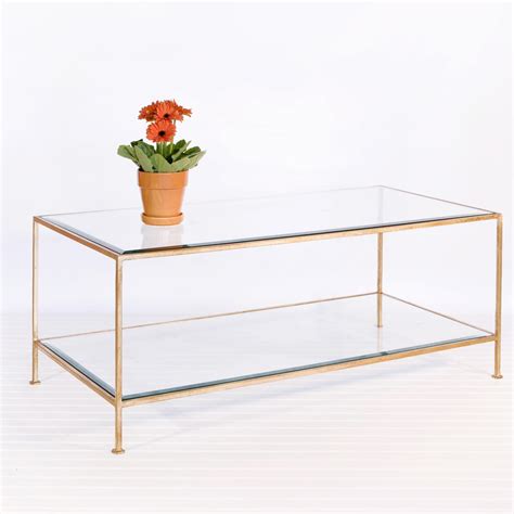 Gold Glass Coffee Table Rectangle Gold Metal Glass Faux Bamboo