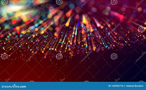 3d Abstract Beautiful Background With Colorful Glowing Particles Depth