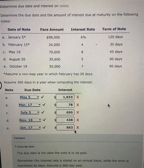 solved determine due date and interest on notes determine