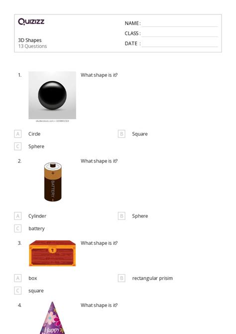 50 3d Shapes Worksheets For 1st Year On Quizizz Free And Printable
