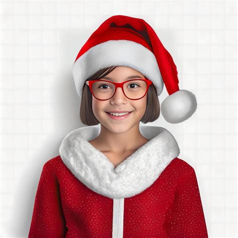 Premium Photo A Girl Wearing Santa Claus Hat