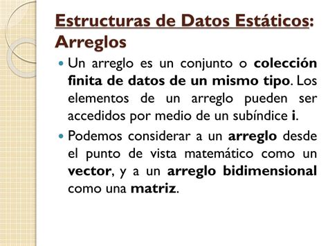 PPT Estructuras de Datos Estáticas Arreglos y Cadenas PowerPoint