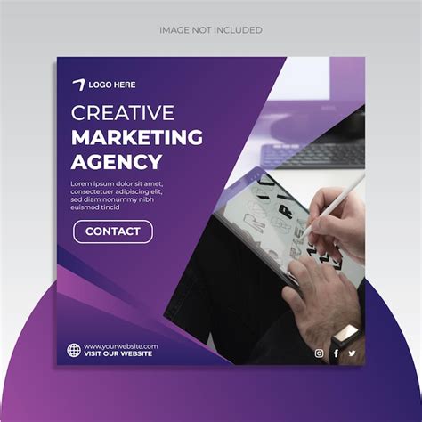 Um Anúncio Roxo E Roxo Para Agência De Marketing Criativo Vetor Premium