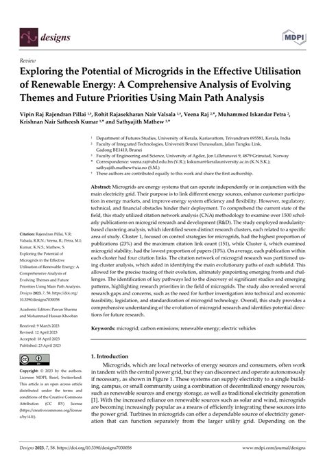 Pdf Exploring The Potential Of Microgrids In The Effective Utilisation Of Renewable Energy A