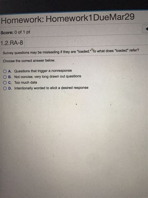Solved Survey Questions May Be Misleading If They Are Chegg