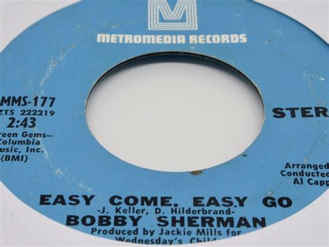 Bobby Sherman Easy Come Easy Go 1970 Metromedia 45 Rpm Record Ebay