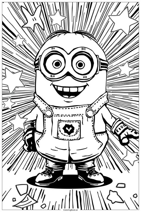 큰 미소를 가진 전체 페이지 미니언 2 색칠하기 페이지 무료 Pdfandpng 인쇄 가능