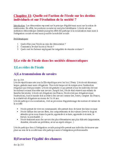 Chapitre 11 Chap 11 Chapitre 11 Quelle Est Laction De Lécole Sur