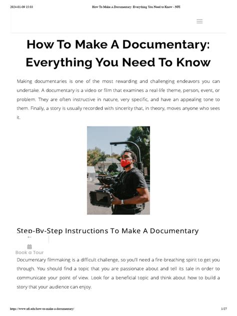 How To Make A Documentary Everything You Need To Know Nfi Pdf