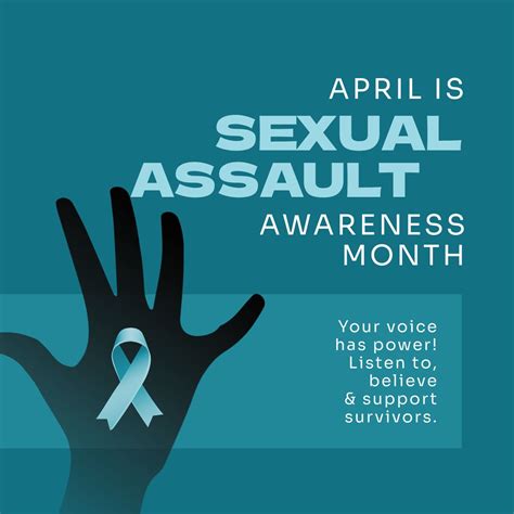 Poster Design For Sexual Assault Awareness Month With Ribbon Symbol