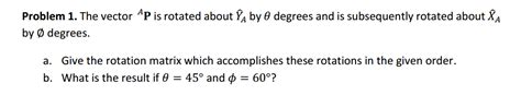Solved The Vector A P Is Rotated About Y A By Theta Degrees Chegg