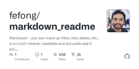 GitHub Fefong Markdown Readme Markdown You Can Mark Up Titles Lists Tables Etc In A