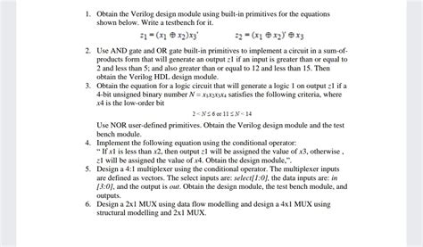Solved 1 Obtain The Verilog Design Module Using Built In