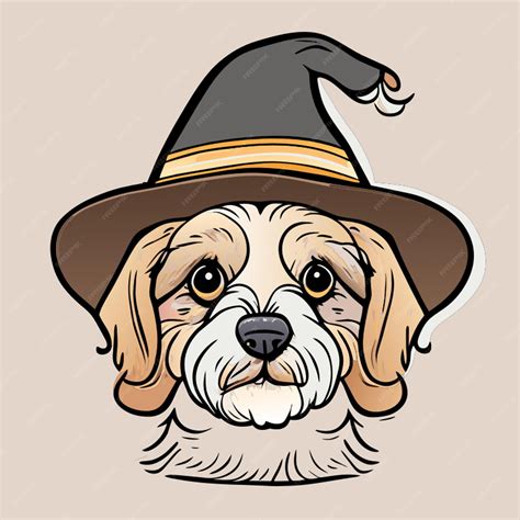 Premium Vector Cockapoo Cute Dog Wearing Witchs Hat Halloween Vector