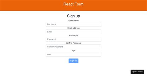 React Form Validation Codesandbox