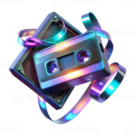 Retro Cassette Tape Illustration Vibrant Iridescent Colors 55664616 Png