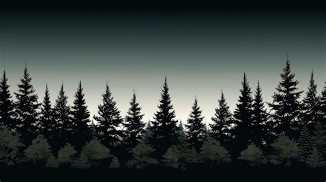 Premium AI Image Seamless Pattern With Silhouettes Of Trees On Background