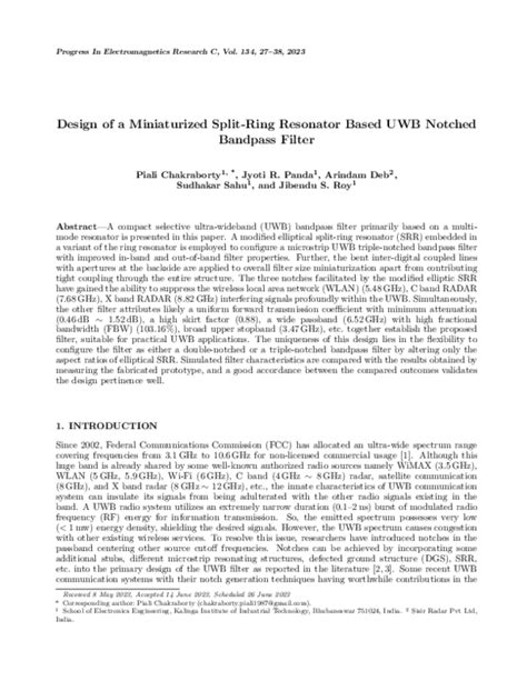 Pdf Design Of A Miniaturized Split Ring Resonator Based Uwb Notched