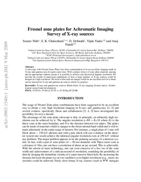Pdf Fresnel Zone Plates For Achromatic Imaging Survey Of X Ray Sources