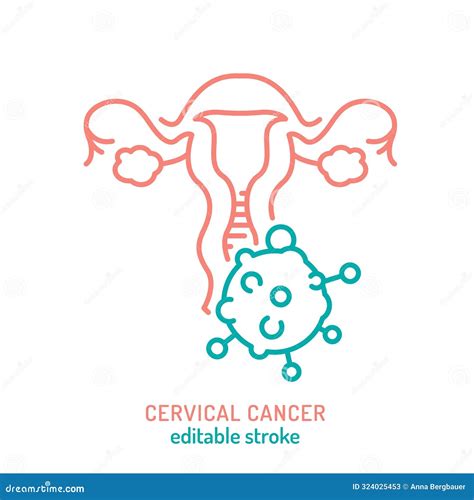 Uterine Cervical Tumor Outline Icon Cervix Carcinoma Cartoon Vector