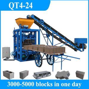 QT4 24 Semi Automatic Vibrating Cement Concrete Block Moulding Machine