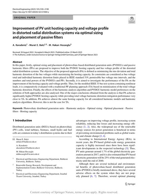 Improvement Of Pv Unit Hosting Capacity And Voltage Profile In