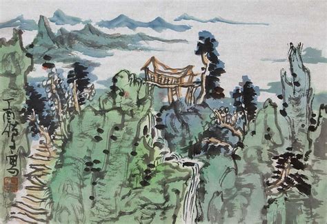 丁家俊山水画 于承恩山水画 熊华君山水画 大山谷图库