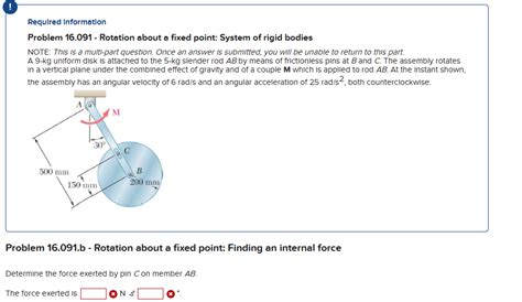 Solved Problem Rotation About A Fixed Point System Chegg