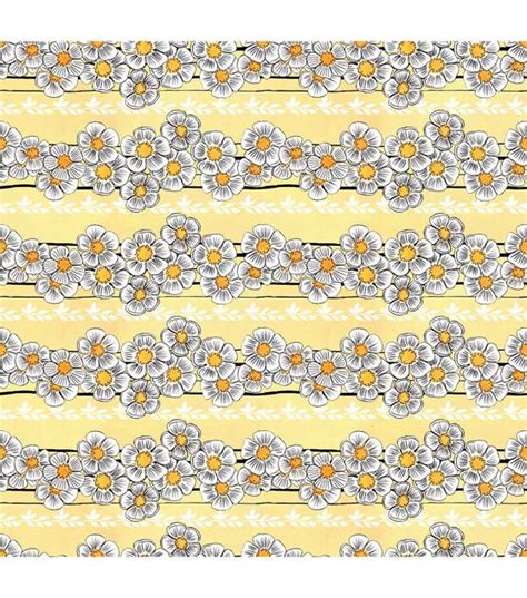 Stitch And Sparkle Daisies On Light Yellow Cotton Fabric Joann