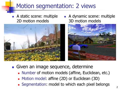 A Unified Algebraic Approach To 2d And 3d Motion Segmentation Ppt