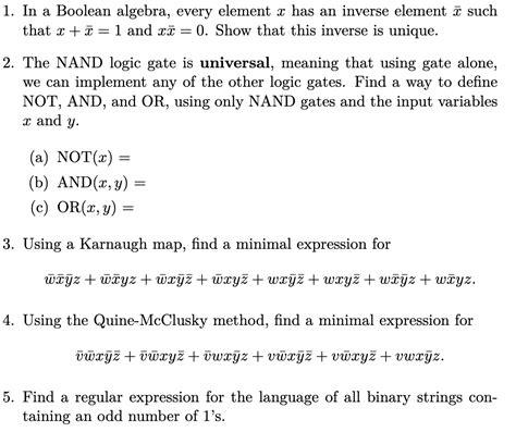 solved 1 in a boolean algebra every element x has an