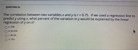 Solved QUESTION The Correlation Between Two Variables X Chegg