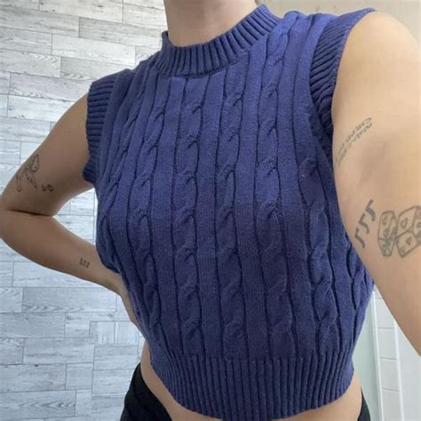 Purple Knit Sweater Vest Form Forever 21 Only Worn Depop