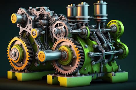 Oil Pumps Of Working Internal Combustion Engine With Small Gears Stock