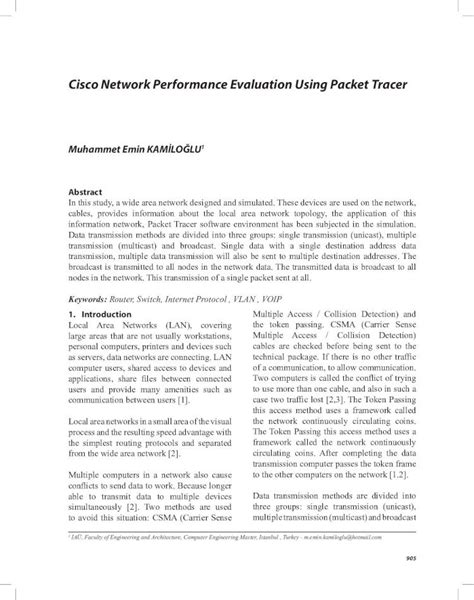 Pdf Cisco Network Performance Evaluation Using Packet Tracerijemme