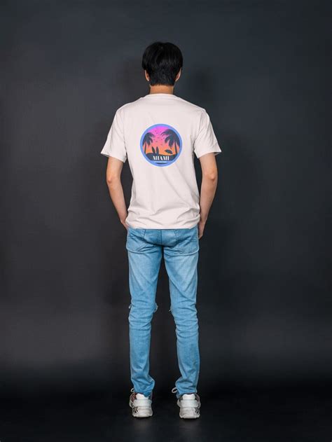 Photoshop Mockup Template Of A Mans T Shirt Back Side Mediamodifier
