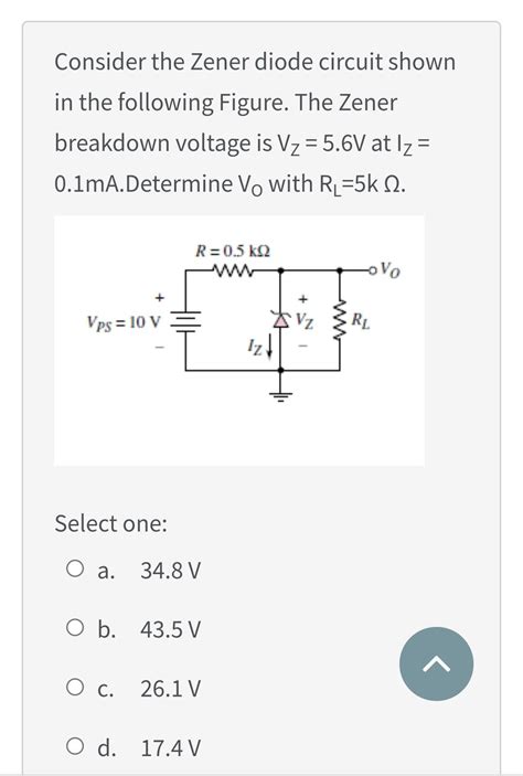Solved Consider The Zener Diode Circuit Shown In The