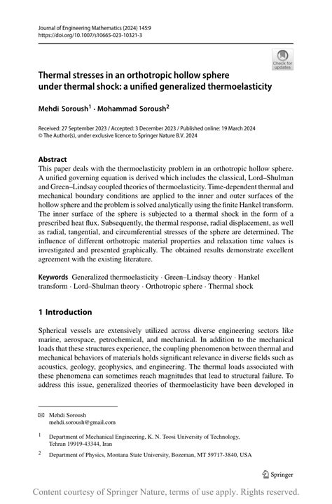 Thermal Stresses In An Orthotropic Hollow Sphere Under Thermal Shock A