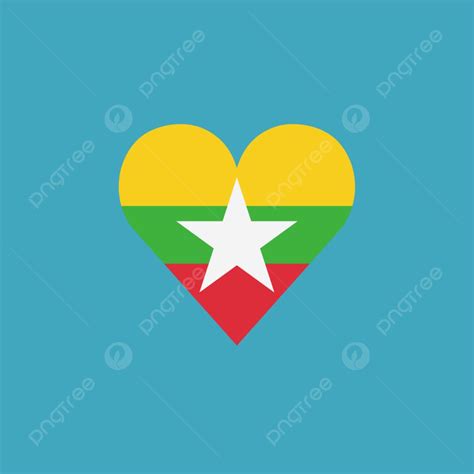 평면 디자인의 심장 모양에 미얀마 국기 아이콘 운동 디자인 선거 Png 일러스트 및 벡터 에 대한 무료 다운로드